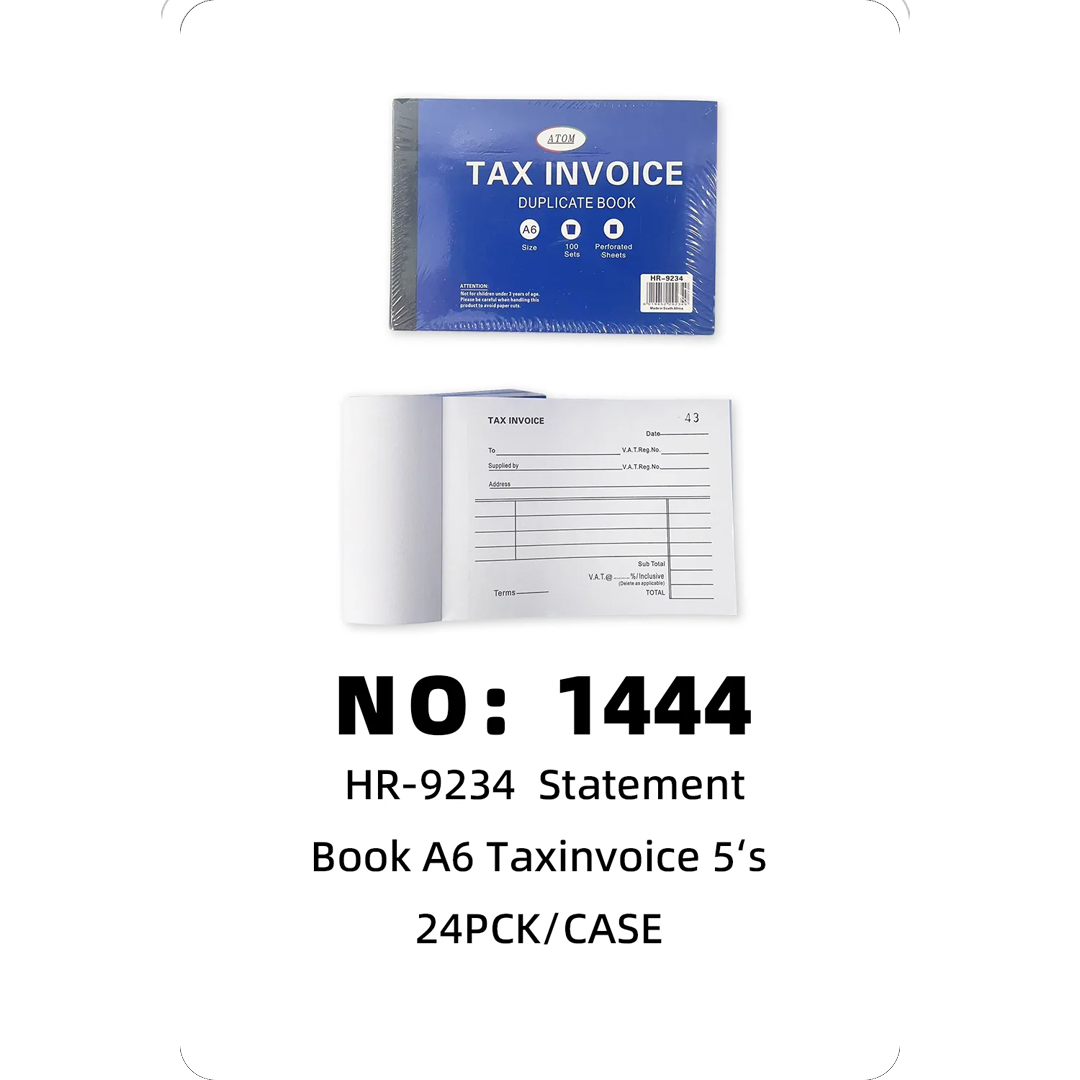 NO: 1444 Invoice Copy Book A6 24PCK/CASE - VCHEM